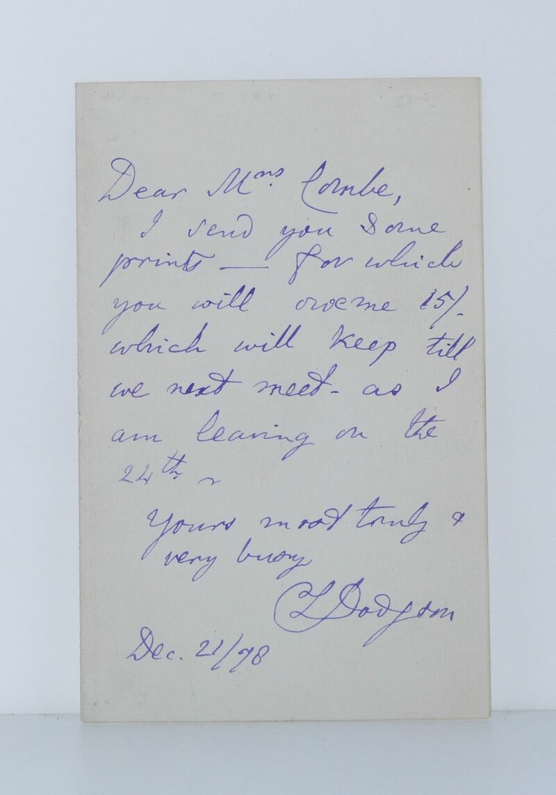 Lettre autographe de LEWIS CARROLL | Lewis Carroll - Librairie KOEGUI