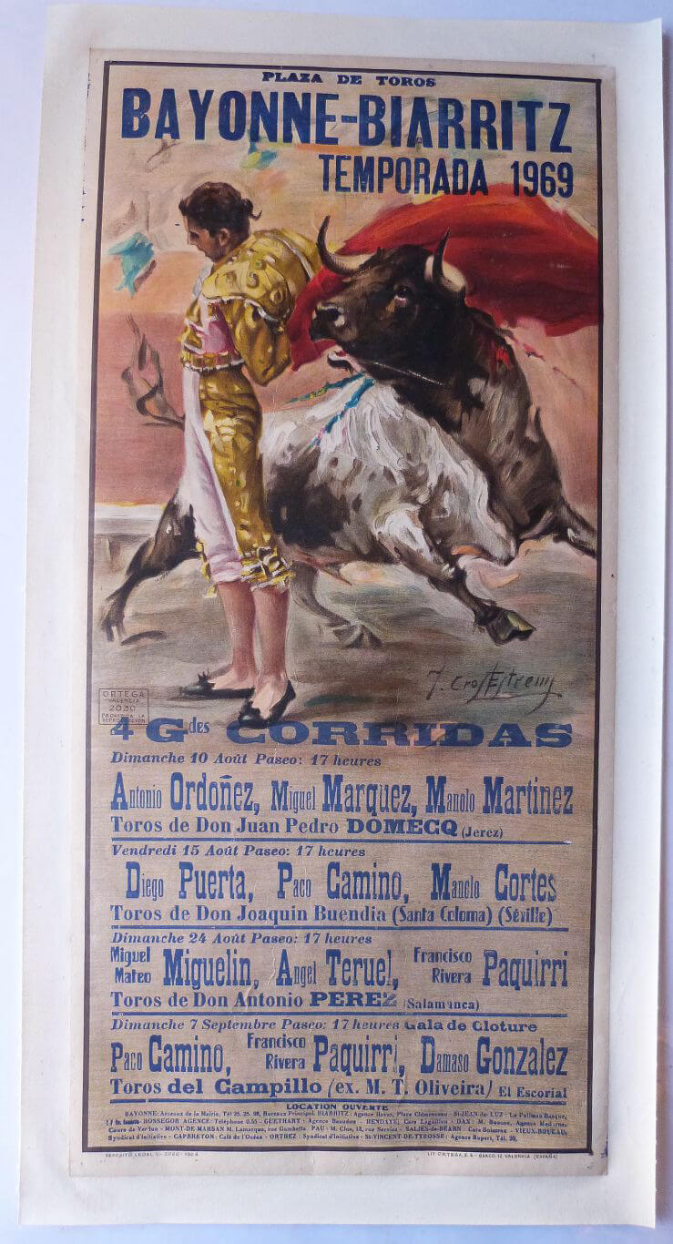 Affiche de tauromachie 1969 - Librairie KOEGUI